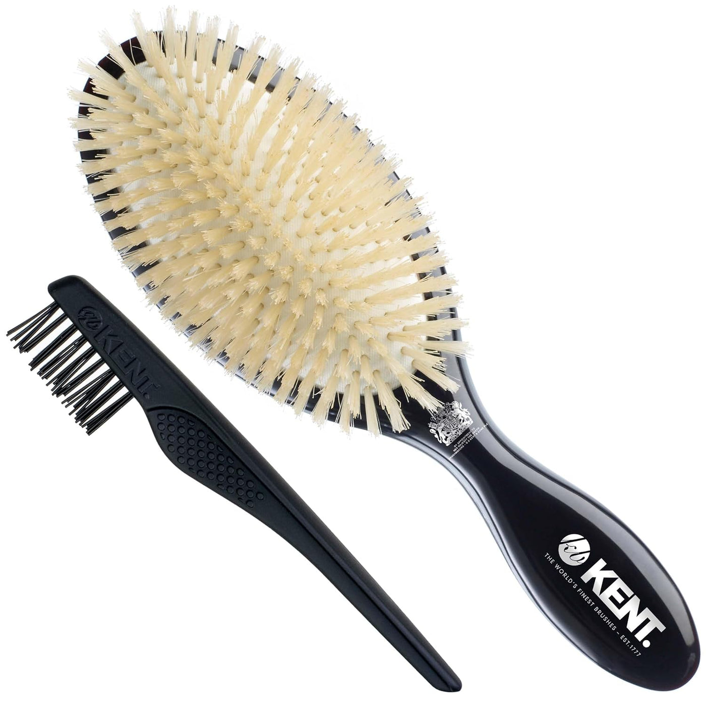 Kent 100% Pure Soft White Natural Bristle Oval Cushion Hair Brush