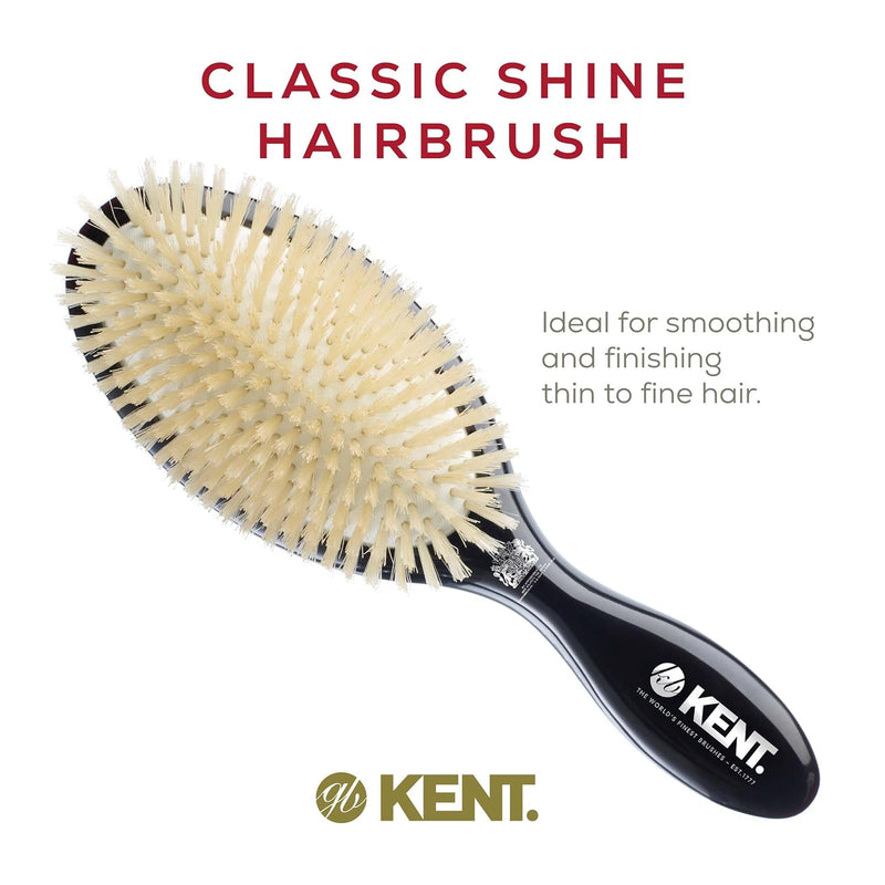 Kent 100% Pure Soft White Natural Bristle Oval Cushion Hair Brush