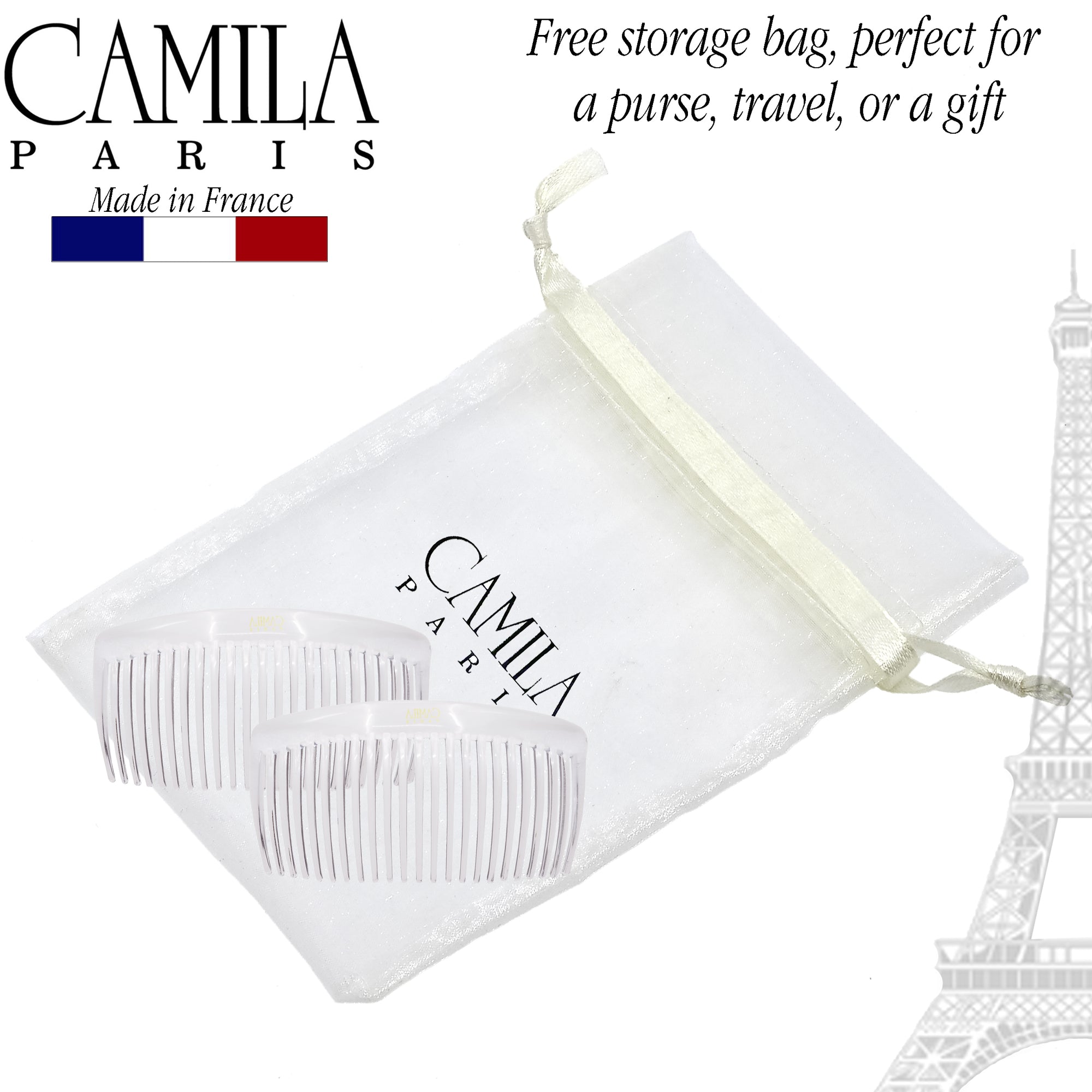 Camila Paris AD66/2 French Side Combs Large, French Twist Hair Combs - Bayside Brush Co.
