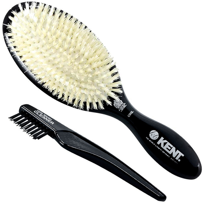 Kent 100% Pure Soft White Natural Bristle Oval Cushion Hair Brush ...