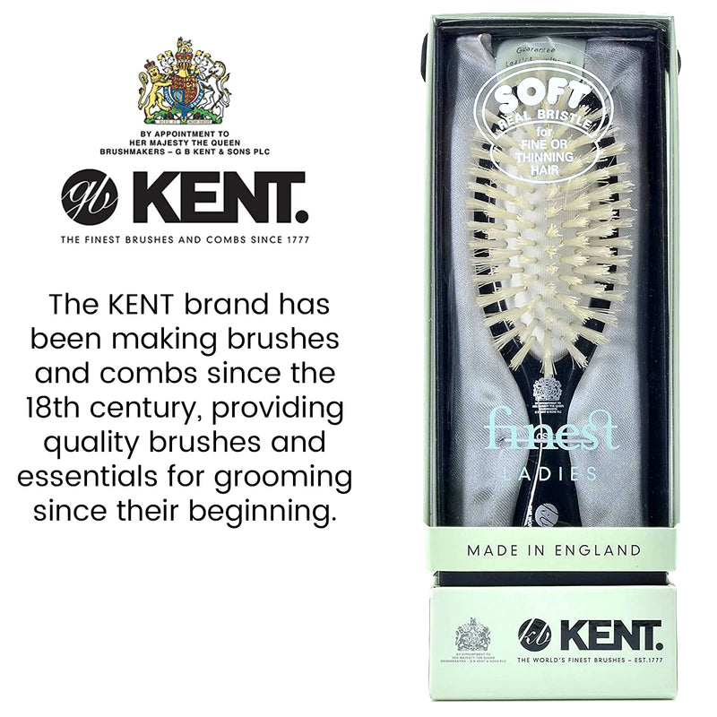 Kent 100% Pure Soft White Natural Bristle Oval Cushion Hair Brush ...