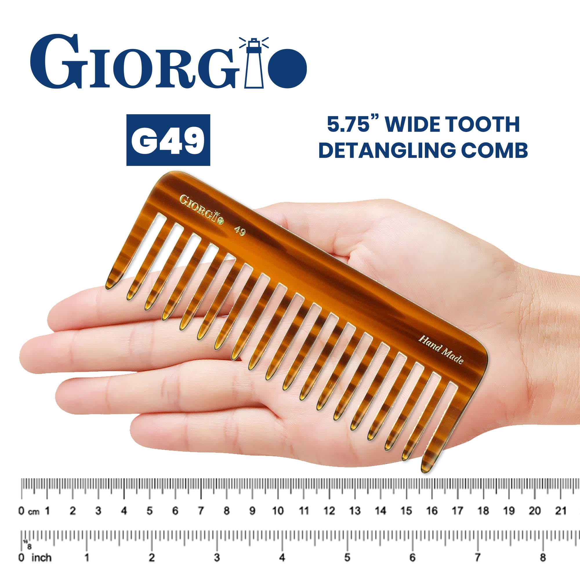 Giorgio G49 & G30 Large Hair Detangle Comb, Wide Tooth for Curly Wavy Hair - Bayside Brush Co.