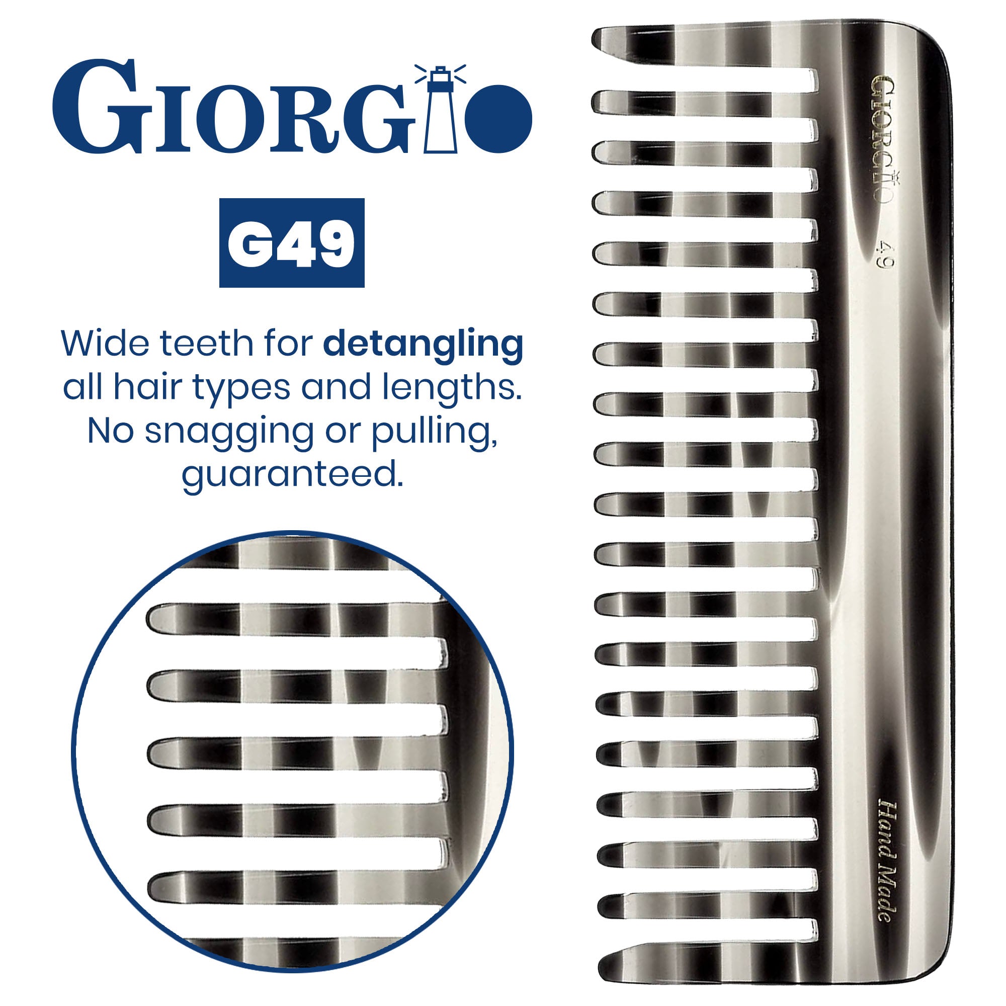 Giorgio G49 & G30 Large Hair Detangle Comb, Wide Tooth for Curly Wavy ...