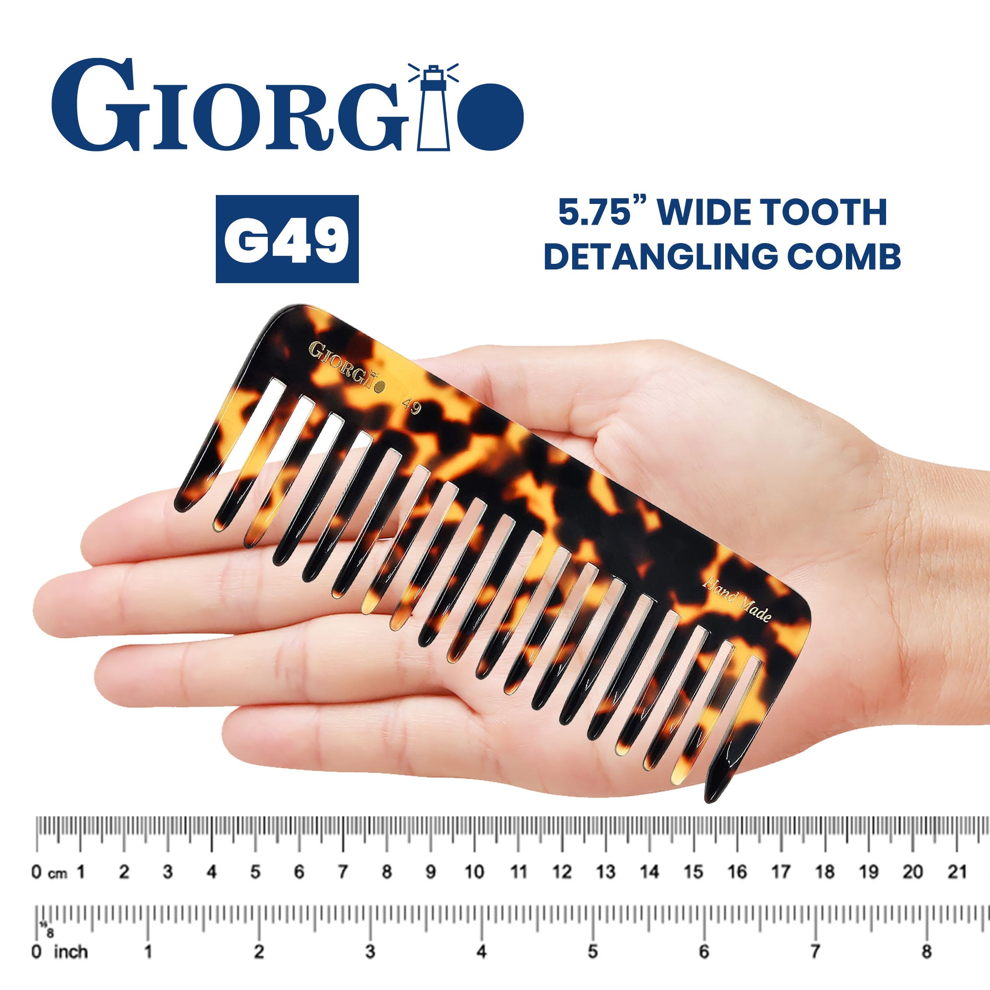 Giorgio G49 & G30 Large Hair Detangle Comb, Wide Tooth for Curly Wavy ...